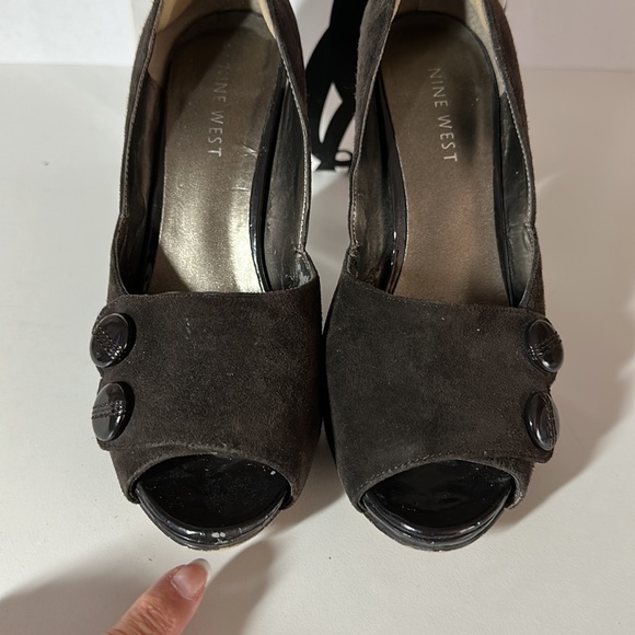 Nine West | Shoes | Nine West Winking Dark Brown Suede Peep Toe Heel ...